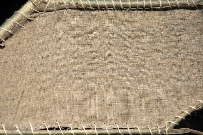 Natural Textured Canvas in Frame. Burlap Background Stock Image - Image ...