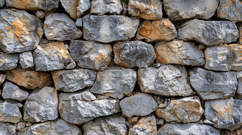 Natural Textured Stone Wall with Cement Joints in Rustic Setting Stock ...