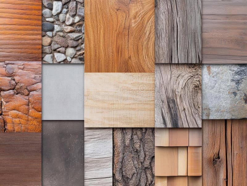 Natural Textures, a Collage of Wood and Stone Stock Image - Image of ...