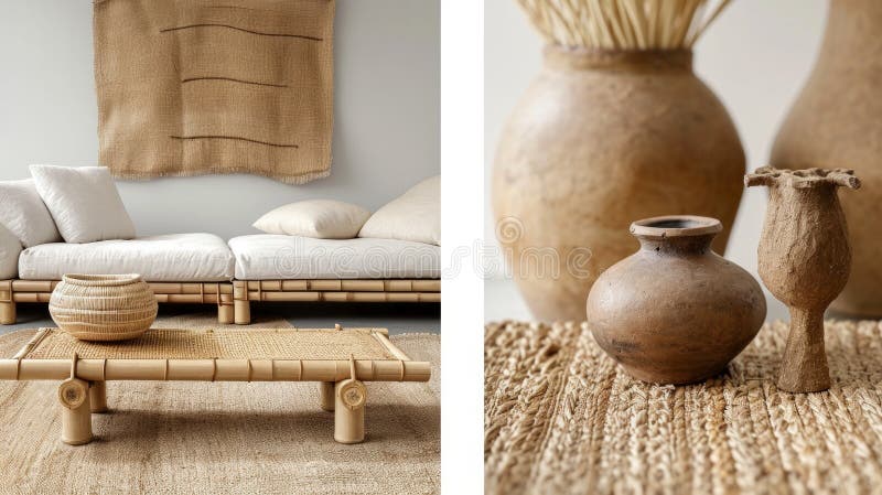 Natural Textures in Eco-Friendly Interior Design Stock Illustration ...