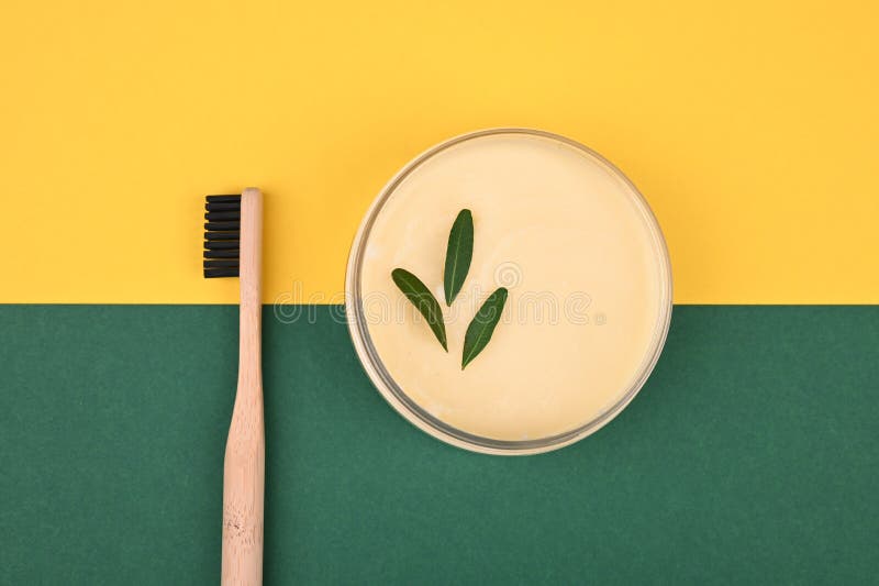 Natural Toothpaste. Background Color. View from Above. Place for an ...