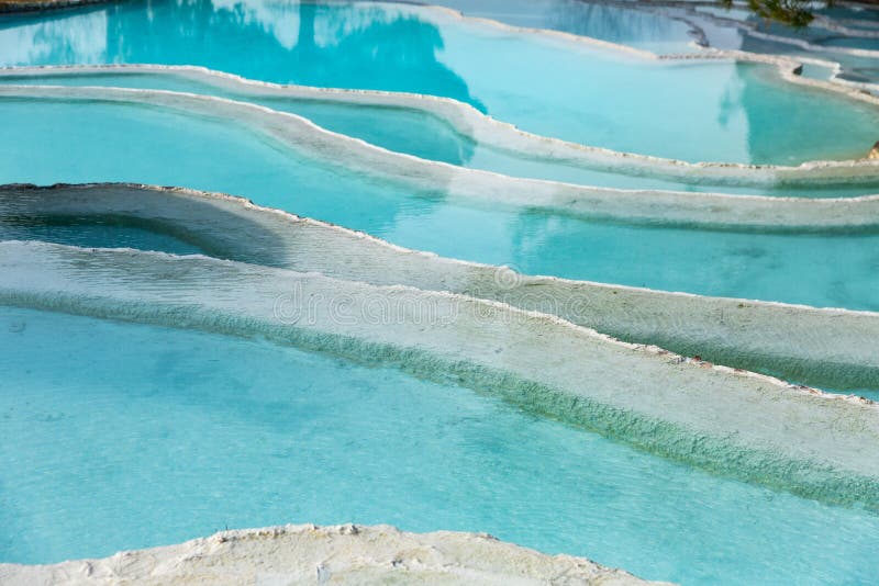 Natural Travertine Pools and Terraces in Pamukkale Stock Image - Image ...