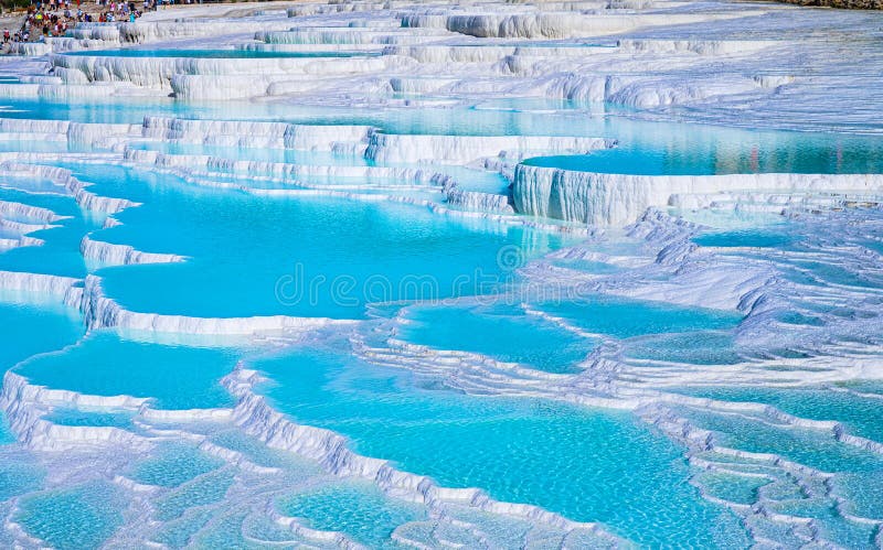 Natural Travertine Pools and Terraces Stock Image - Image of landmark ...
