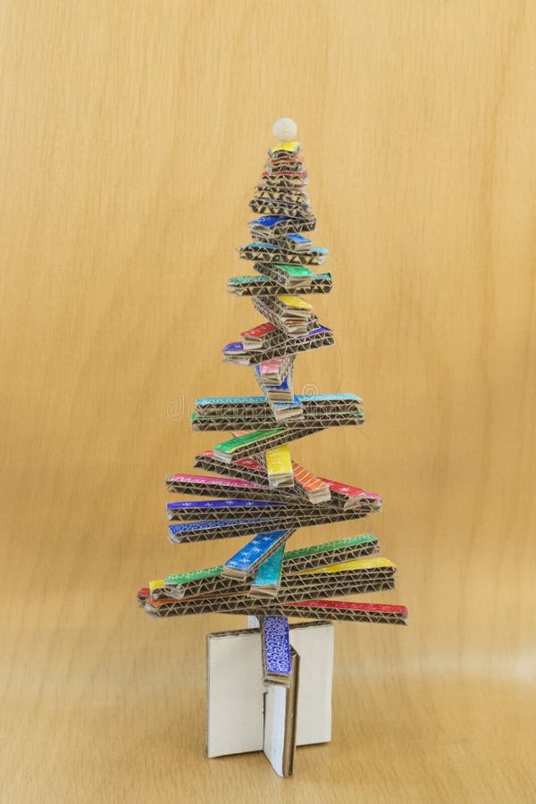 Making Little Christmas Tree of Cardboard Stock Photo - Image of brown ...