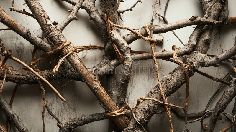 Natural Trellis Made of Branches and Twine. Stock Image - Image of tied ...
