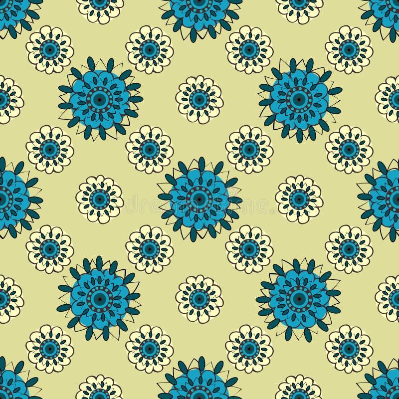 Natural Turquoise Flowers Abstract Seamless Pattern Background Stock ...