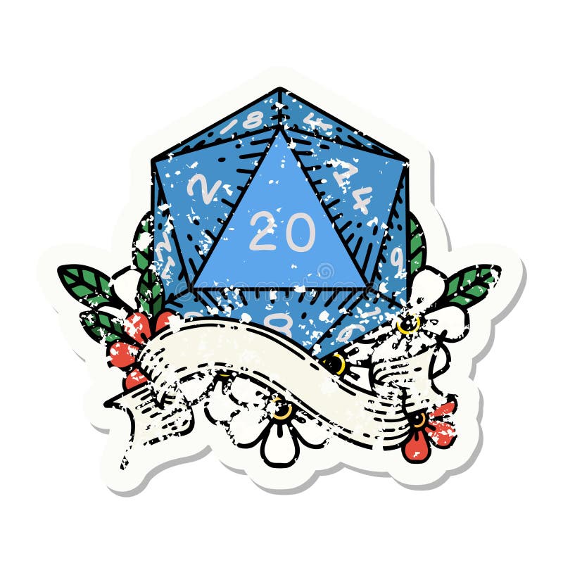 Natural Twenty D20 Dice Roll Illustration Stock Vector - Illustration ...