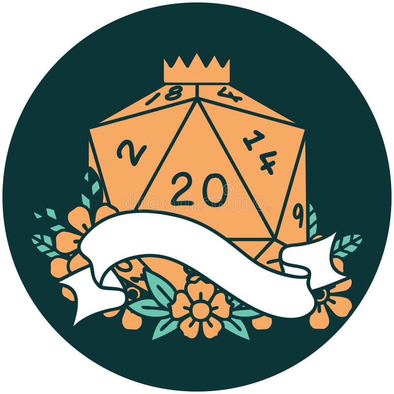 Natural Twenty D20 Dice Roll Illustration Stock Vector - Illustration ...