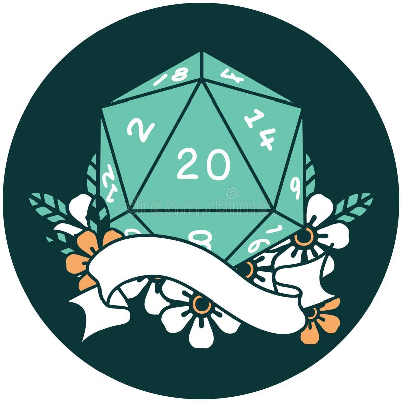 Natural Twenty D20 Dice Roll Illustration Stock Vector - Illustration ...