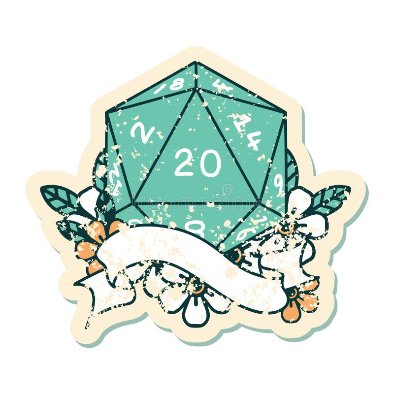 Natural Twenty D20 Dice Roll Illustration Stock Vector - Illustration ...