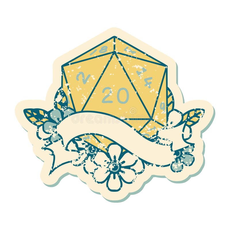 Natural Twenty D20 Dice Roll Illustration Stock Vector - Illustration ...