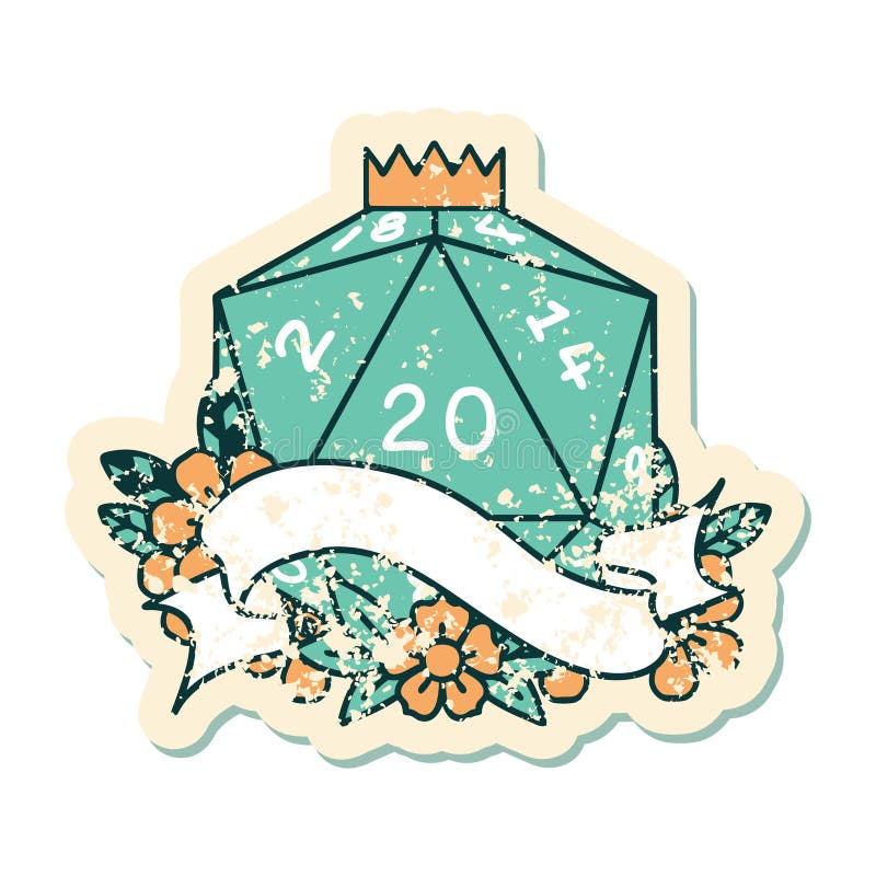 Natural Twenty D20 Dice Roll Illustration Stock Vector - Illustration ...