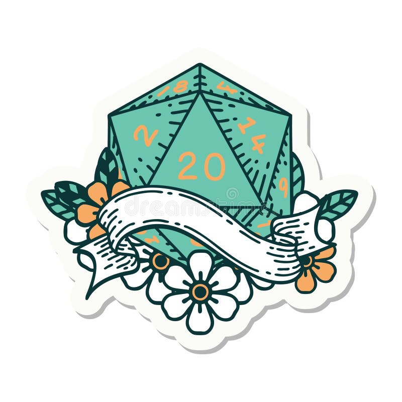 Natural Twenty D20 Dice Roll Illustration Stock Vector - Illustration ...