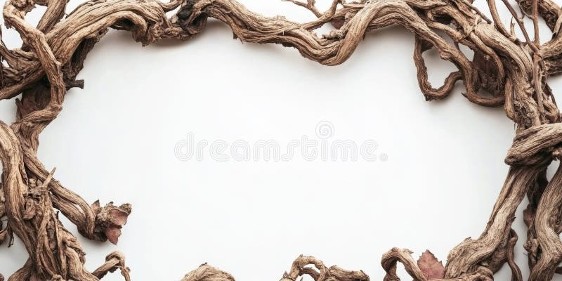Natural Twisted Branches Create an Elegant Frame on a Solid White ...