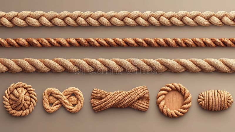 Natural Twisted Rope Variations in Beige Tones Stock Illustration ...