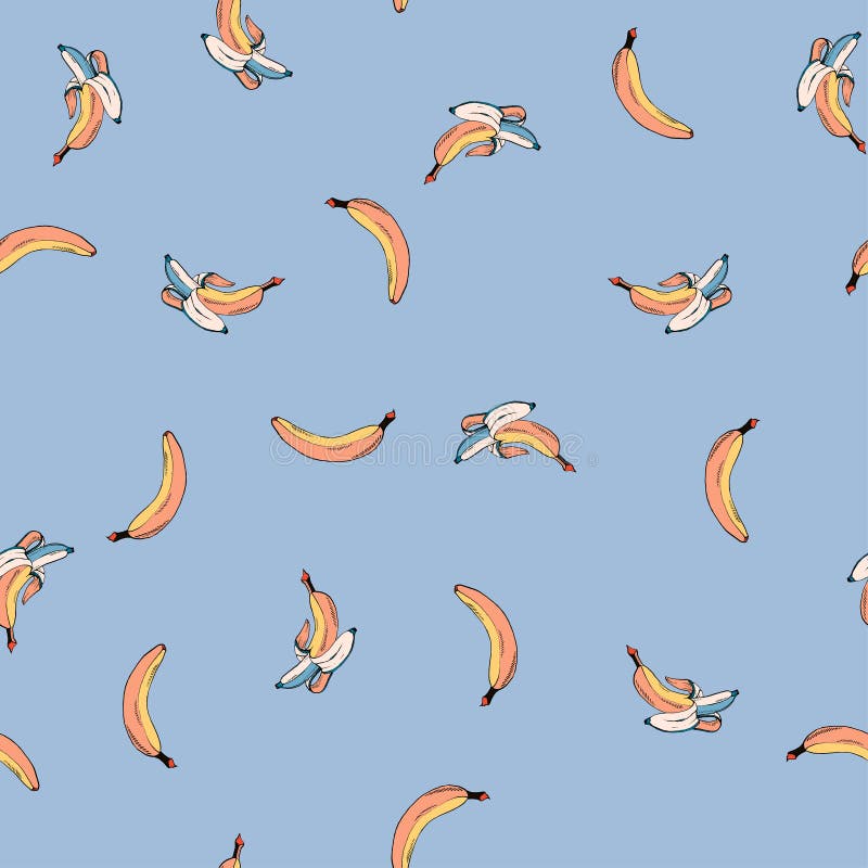 Natural Vector Coloured Bananas Blue Pattern Stock Vector ...