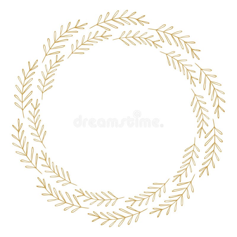 Natural Vector Frame. Gold Leaves on White Background Template Stock ...
