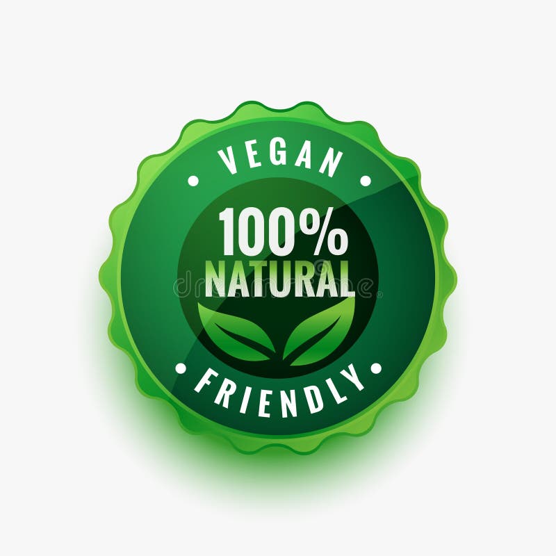 Natural Vegan Friendly Green Leaves Label or Sticker Design Stock ...