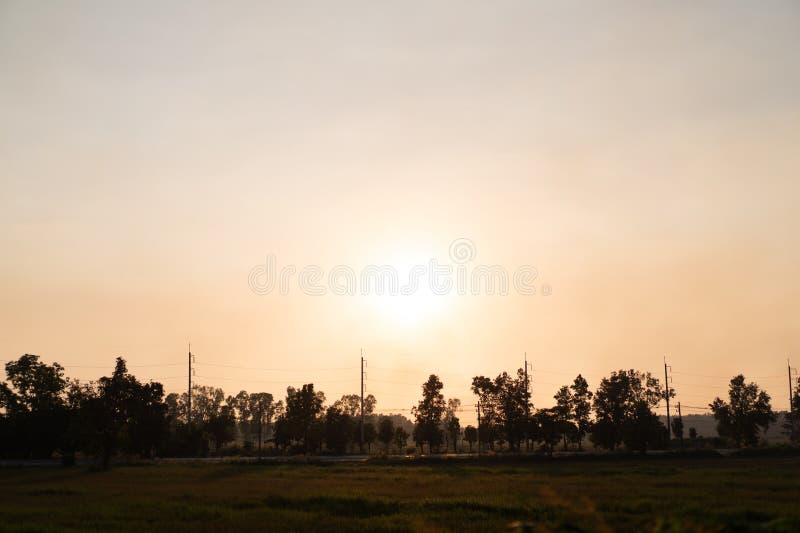 Natural View in the Evening, Sunset Natural Scenery in the Countryside ...