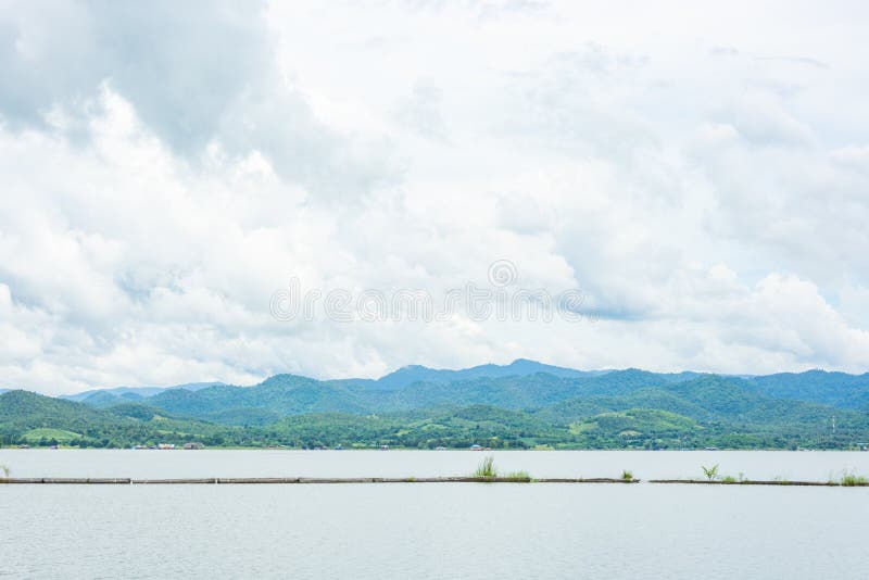 Natural View River and Mountain Cloudy on the Sky Stock Image - Image ...