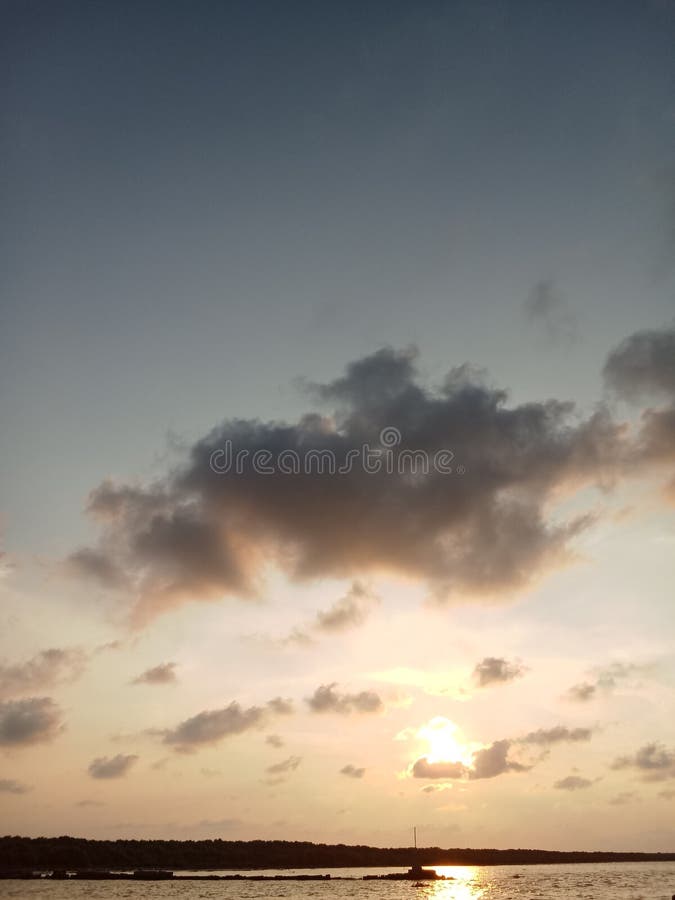 Natural View of the Sunset on the Beach with a Beautiful Panorama of ...