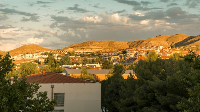 Natural View of a Town during a Cloudy Sunset Sky Stock Image - Image ...