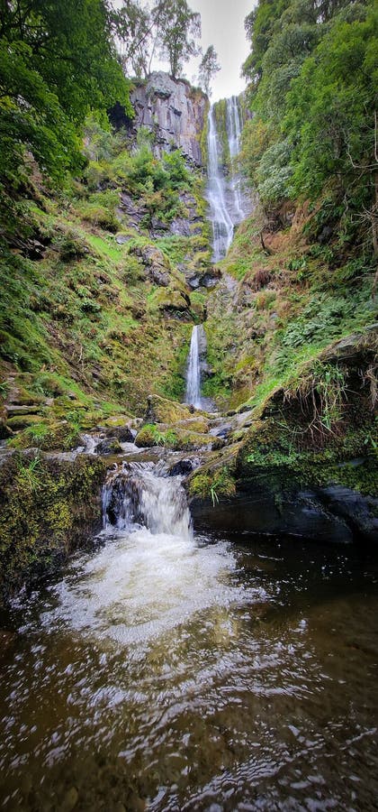 Natural View of Waterfall Flowing Downstream in a Forest Stock Photo ... Natural View of Waterfall Flowing Downstream in a Forest Stock Photo ...