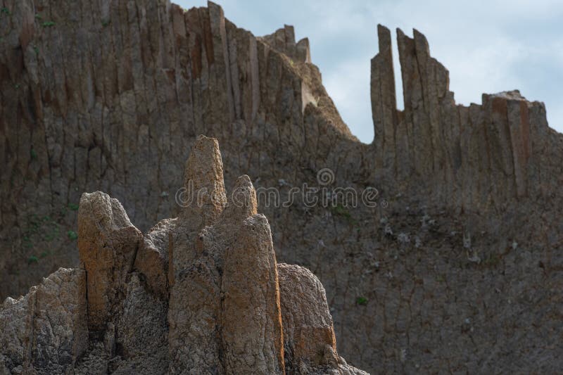 Jagged rocks on riverbed stock photo. Image of natural - 122990734