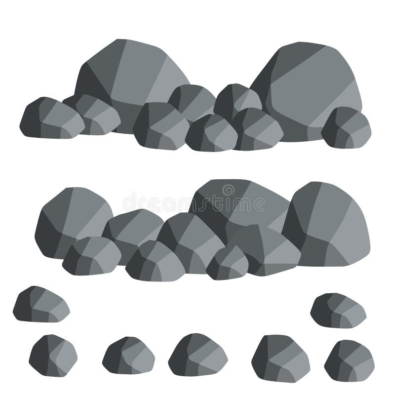 Natural Wall Stones and Smooth and Rounded Grey Rocks. Element of ...