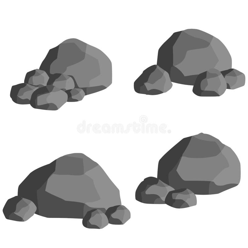 Natural Wall Stones and Smooth and Rounded Grey Rocks Stock Vector ...