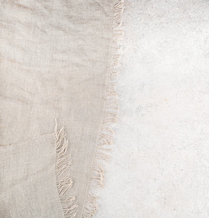 Pure Washed Linen Cloth on Light Grunge Stone Background. Stock Image ...