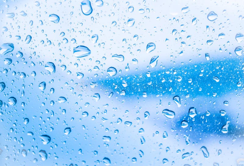 Water Drop on Glass Mirror.defocused Rain Drops on Window. Natural ...