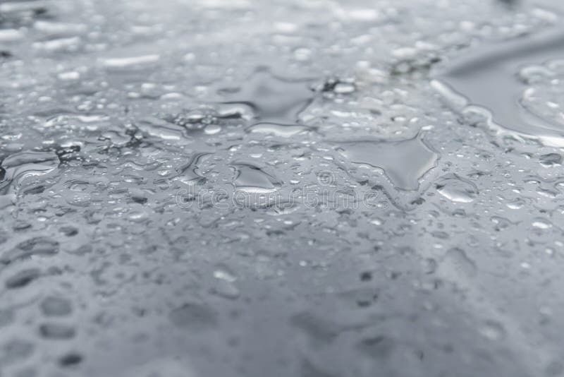 Natural Water Drops on a Glass Table after Rain. Stock Photo - Image of ...