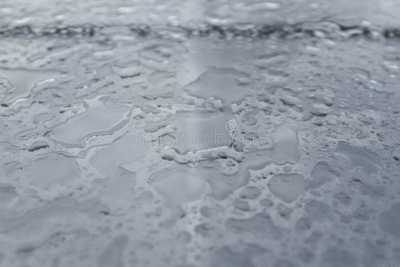 Natural Water Drops on a Glass Table after Rain. Stock Image - Image of ...