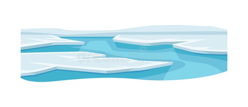 Natural Water with with Ice Solid Plate Floating on Surface Vector ...