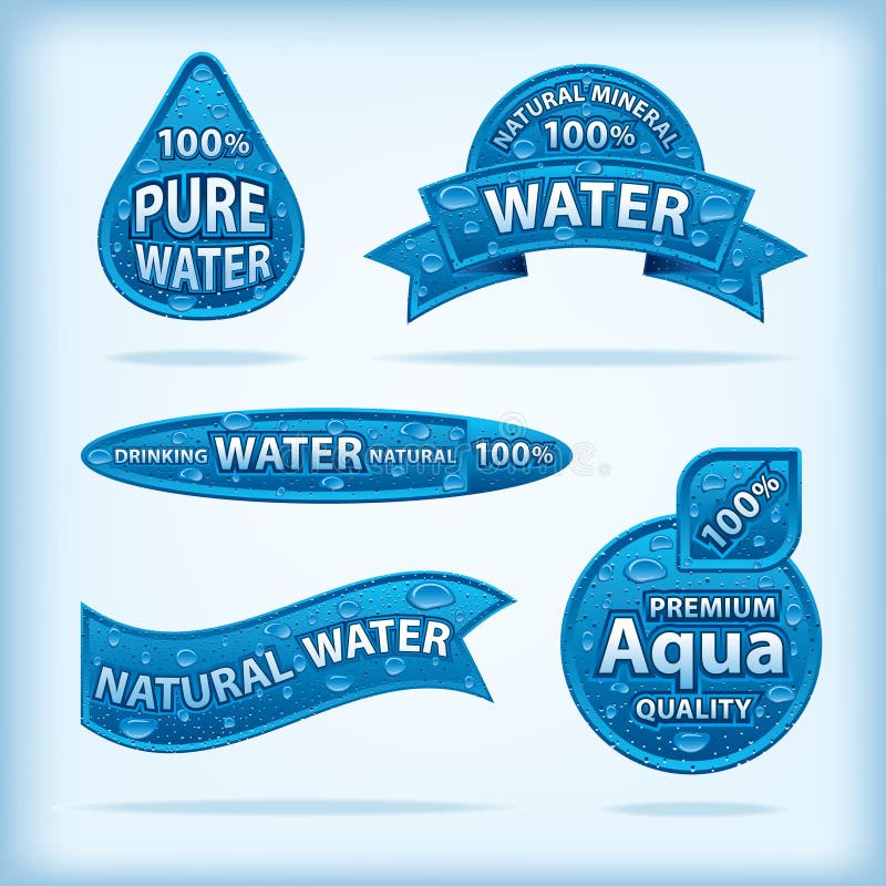 Water labels stock vector. Illustration of drip, aqua - 44313531