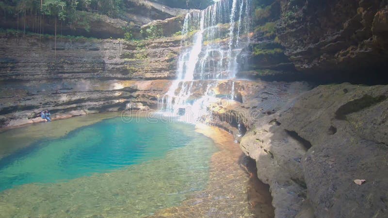 Natural Waterfall Clear White Streams Falling from Rocks from Different ...
