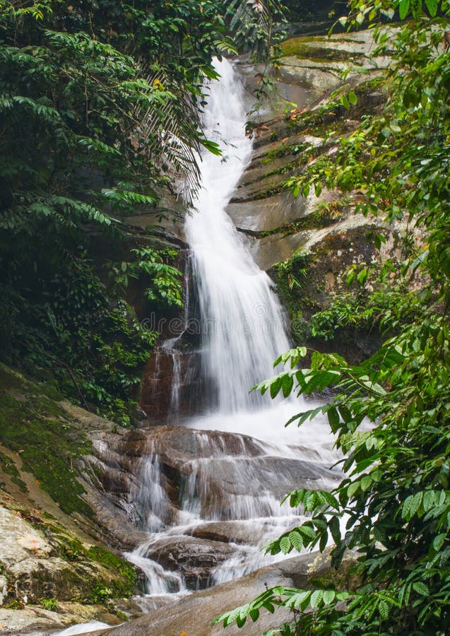 Multi-level Cascading Waterfall in a Tropical Jungle Stock Photo ...