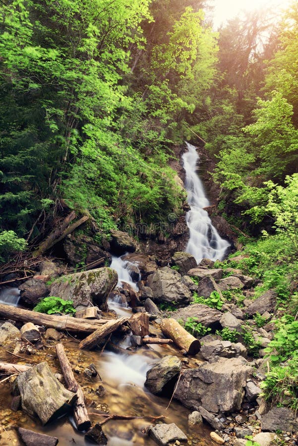 Natural Waterfall Patraitesti. Long Exposure Shot with ND -filter Stock ...