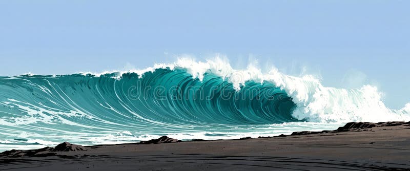 Natural Wave Curve Landscape Illustration Poster Background. Stock ...