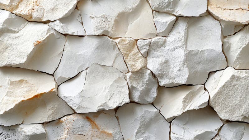 Natural White Stone Wall Texture Featuring Irregularly Shaped Rocks in ...