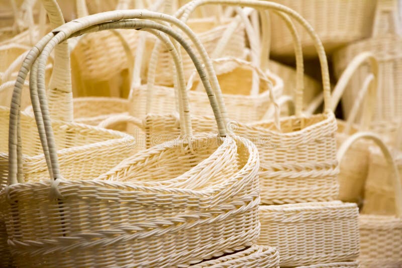 Natural wicker basket stock image. Image of straw, wicker - 185108383