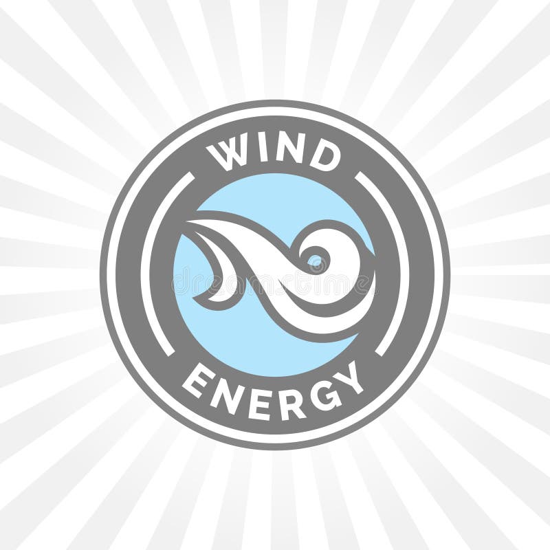 Natural Wind Energy Emblem Sign with Blowing Wind Icon. Stock Vector ...