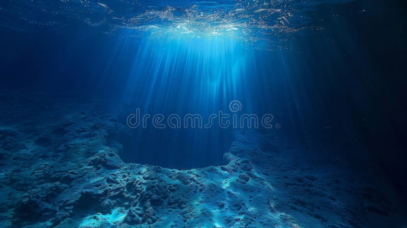A Natural Wonder of the Ocean a Blue Hole is a Deep Dark Chasm Beneath the Surface Stock Image ...