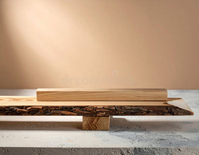 Natural Wood Blocks on Beige Background Stock Illustration ...