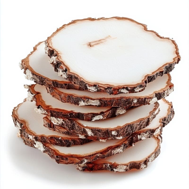 Natural Wood Slices Displayed on a Clean White Background, Showcasing ...