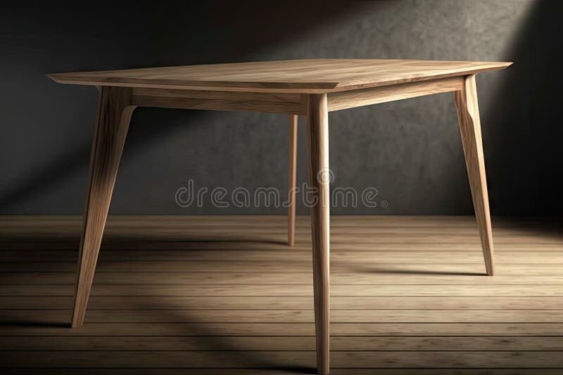 Natural Wood Table with Minimalist Design and Sleek Lines Stock ...