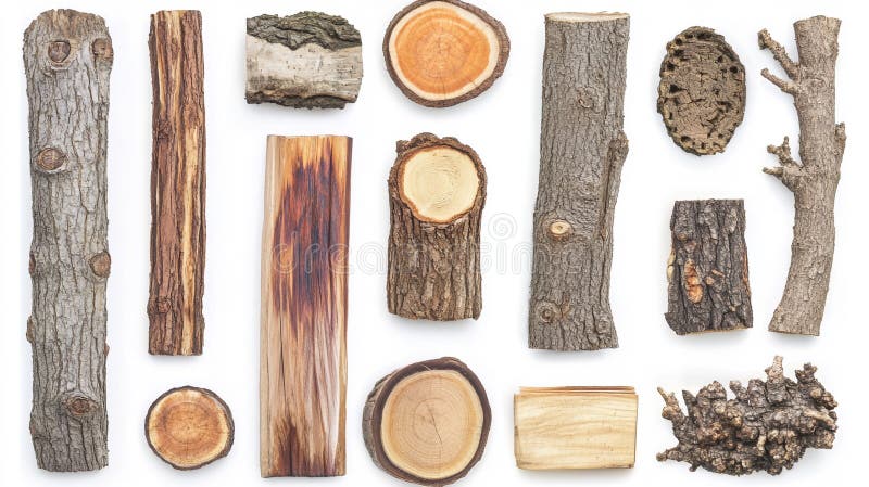 Natural Wood Texture Collection Branches Logs and Bark for Craft ...