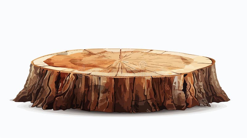 Natural Wood Texture Tree Stump Podium for Presentation with Iso View ...