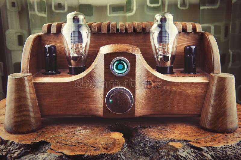 Natural Wood Tube Amplifier Stock Photo - Image of bulb, technology ...